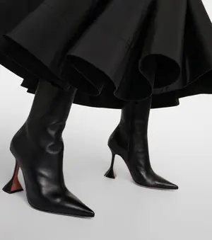 Amina Muaddi Giorgia 95 Leather Ankle Boots