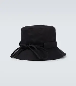 Jacquemus Cotton Bucket Hat With Tie Detail