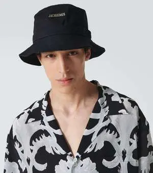 Jacquemus Cotton Bucket Hat With Tie Detail