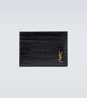 Saint Laurent Croc-effect Leather Card Holder