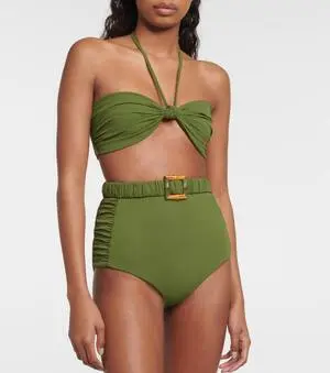 Johanna Ortiz High-rise Bikini Bottoms With Bamboo Buckle