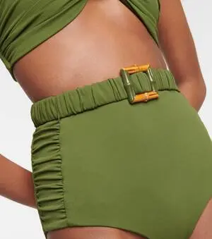 Johanna Ortiz High-rise Bikini Bottoms With Bamboo Buckle