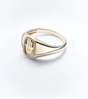 SYDNEY EVAN Hamsa Icon Diamond Ring - Gold