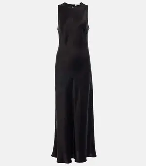 Asceno Valencia Silk Twill Maxi Dress