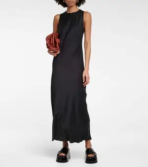 Asceno Valencia Silk Twill Maxi Dress