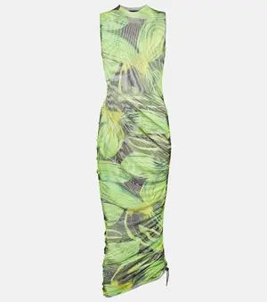 LOUISA BALLOU Heatwave Printed Mesh Midi Dress - Multicoloured