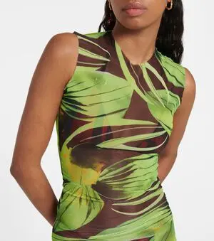 LOUISA BALLOU Heatwave Printed Mesh Midi Dress - Multicoloured