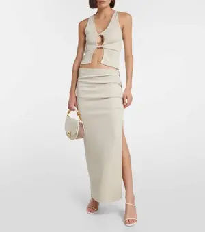 Christopher Esber Open Twist Ribbed Maxi Skirt - Beige