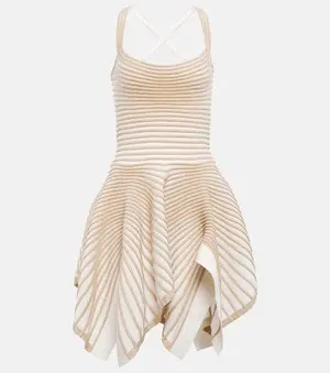 Alaïa Crepe And Chenille Minidress - Beige
