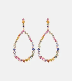 SUZANNE KALAN 18kt Rose Gold Drop Earrings With Sapphires - Multicoloured