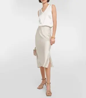Brunello Cucinelli Satin Midi Skirt