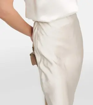 Brunello Cucinelli Satin Midi Skirt