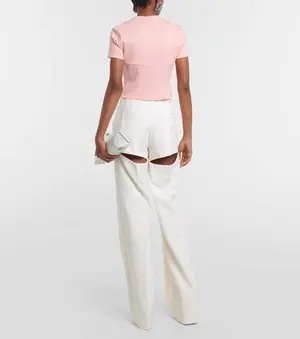 AREA Embellished Jersey T-shirt - Pink