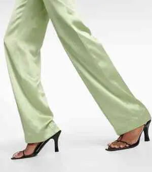 JOSEPH Tova Straight Silk Satin Pants - Green