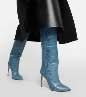 Paris Texas Croc-effect Leather Knee-high Boots