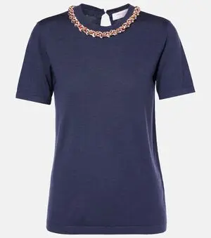 Carolina Herrera Embellished Wool And Silk Sweater
