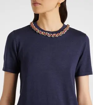 Carolina Herrera Embellished Wool And Silk Sweater