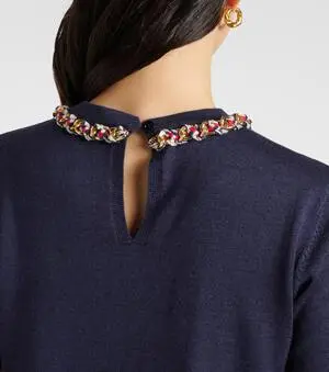 Carolina Herrera Embellished Wool And Silk Sweater