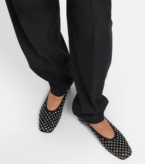 Magda Butrym Embellished Satin Ballet Flats - Black
