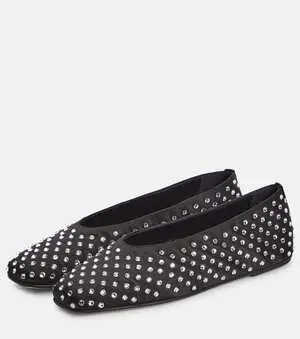 Magda Butrym Embellished Satin Ballet Flats - Black