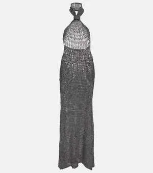 ANN DEMEULEMEESTER Halterneck Alpaca-blend Maxi Dress