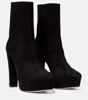 AQUAZZURA Saint Honore 120 Suede Platform Ankle Boots