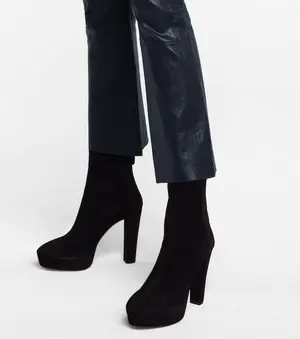 AQUAZZURA Saint Honore 120 Suede Platform Ankle Boots