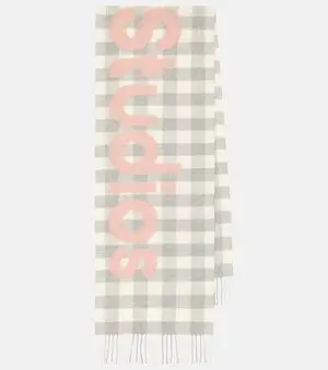 Acne Studios Logo Checked Wool-blend Scarf - Grey