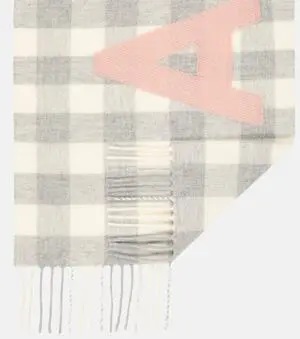 Acne Studios Logo Checked Wool-blend Scarf