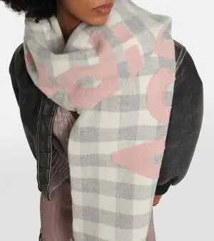 Acne Studios Logo Checked Wool-blend Scarf