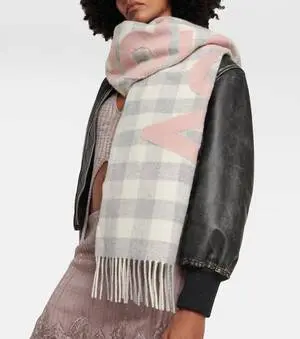Acne Studios Logo Checked Wool-blend Scarf