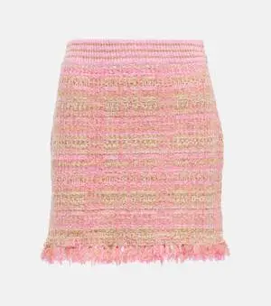 LoveShackFancy Balsam Tweed Mini Skirt - Pink