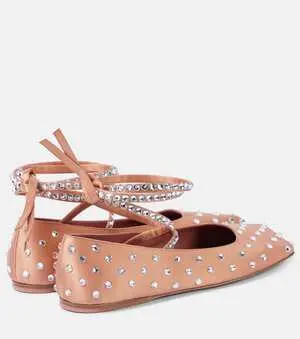Amina Muaddi Ane Crystal-embellished Ballet Flats