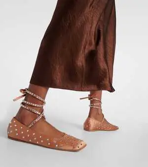 Amina Muaddi Ane Crystal-embellished Ballet Flats
