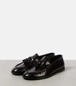 THE ROW Leather Penny Loafers - Brown