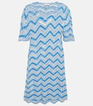 GANNI Crochet Mini Dress - Blue