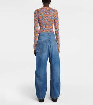 JW Anderson Twisted Embroidered Wide-leg Jeans