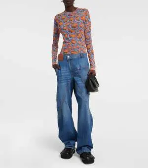 JW Anderson Twisted Embroidered Wide-leg Jeans
