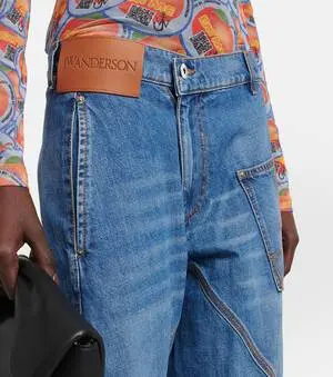 JW Anderson Twisted Embroidered Wide-leg Jeans