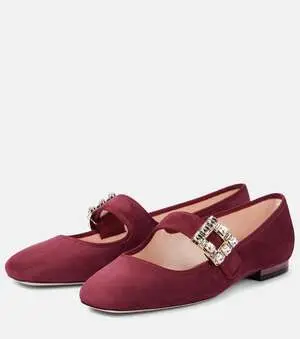 ROGER VIVIER Tres Vivier Babies Suede Mary Jane Flats