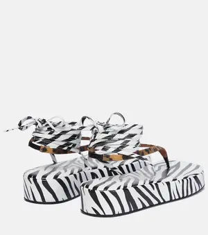 Amina Muaddi Jamie Printed Sandals