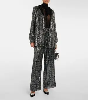 Dolce & Gabbana Floral-applique Silk Chiffon Blouse