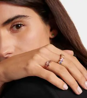 SUZANNE KALAN Fireworks Ring In 18kt Rose Gold With Diamonds And Sapphires
