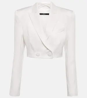 Alex Perry Parker Cropped Satin Crepe Blazer - White