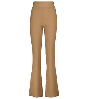 FRAME Ribbed-knit Cotton-blend Flared Pants