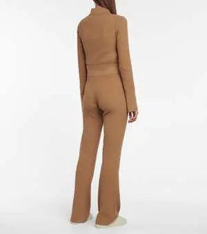 FRAME Ribbed-knit Cotton-blend Flared Pants