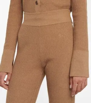 FRAME Ribbed-knit Cotton-blend Flared Pants