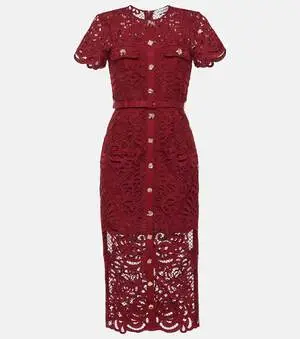 SELF-PORTRAIT Lace Midi Dress - Red