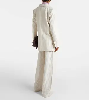 FRAME Striped Cotton And Linen Blazer