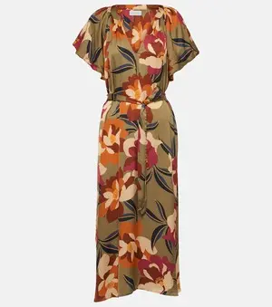 Velvet By Graham & Spencer Francie Printed Satin Midi Dress - Multicoloured